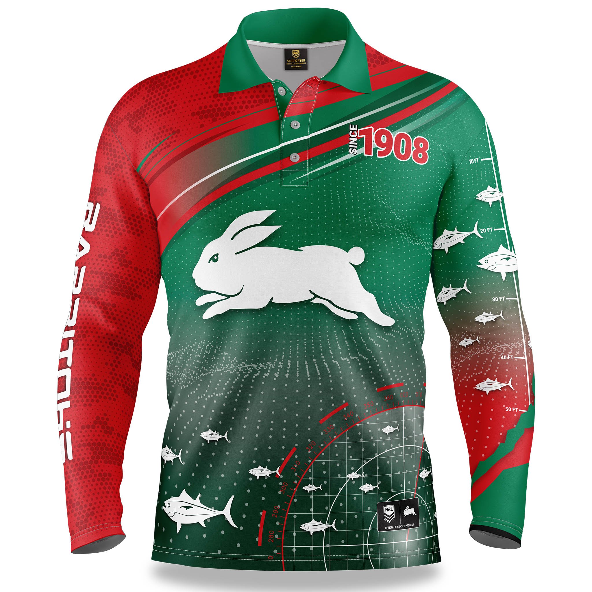 South Sydney Rabbitohs Adults ‘Fishfinder’ Fishing Shirt – Footy Focus